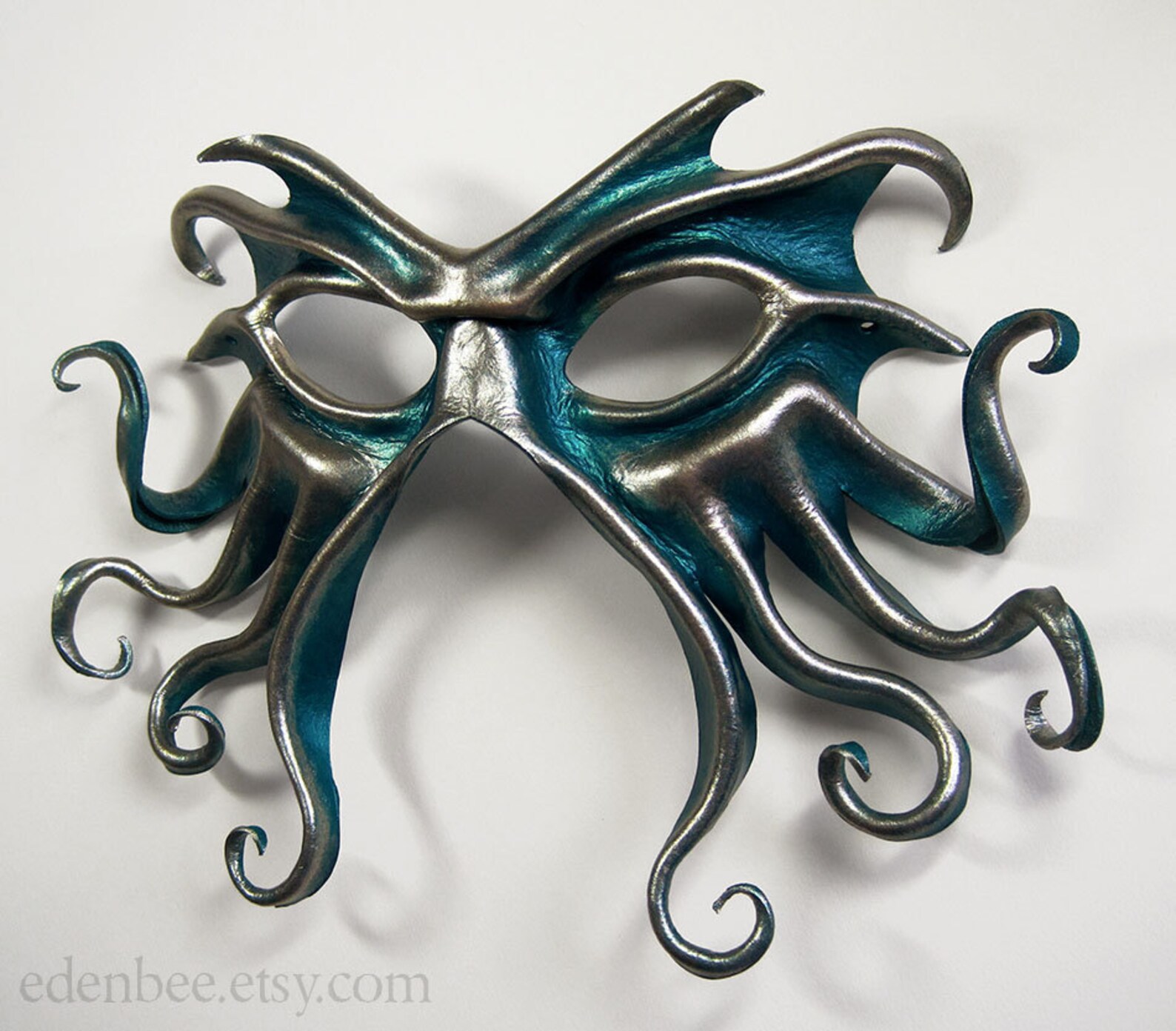 Cthulhu Leather Mask Hand-painted in Metallic Deep Turquoise - Etsy