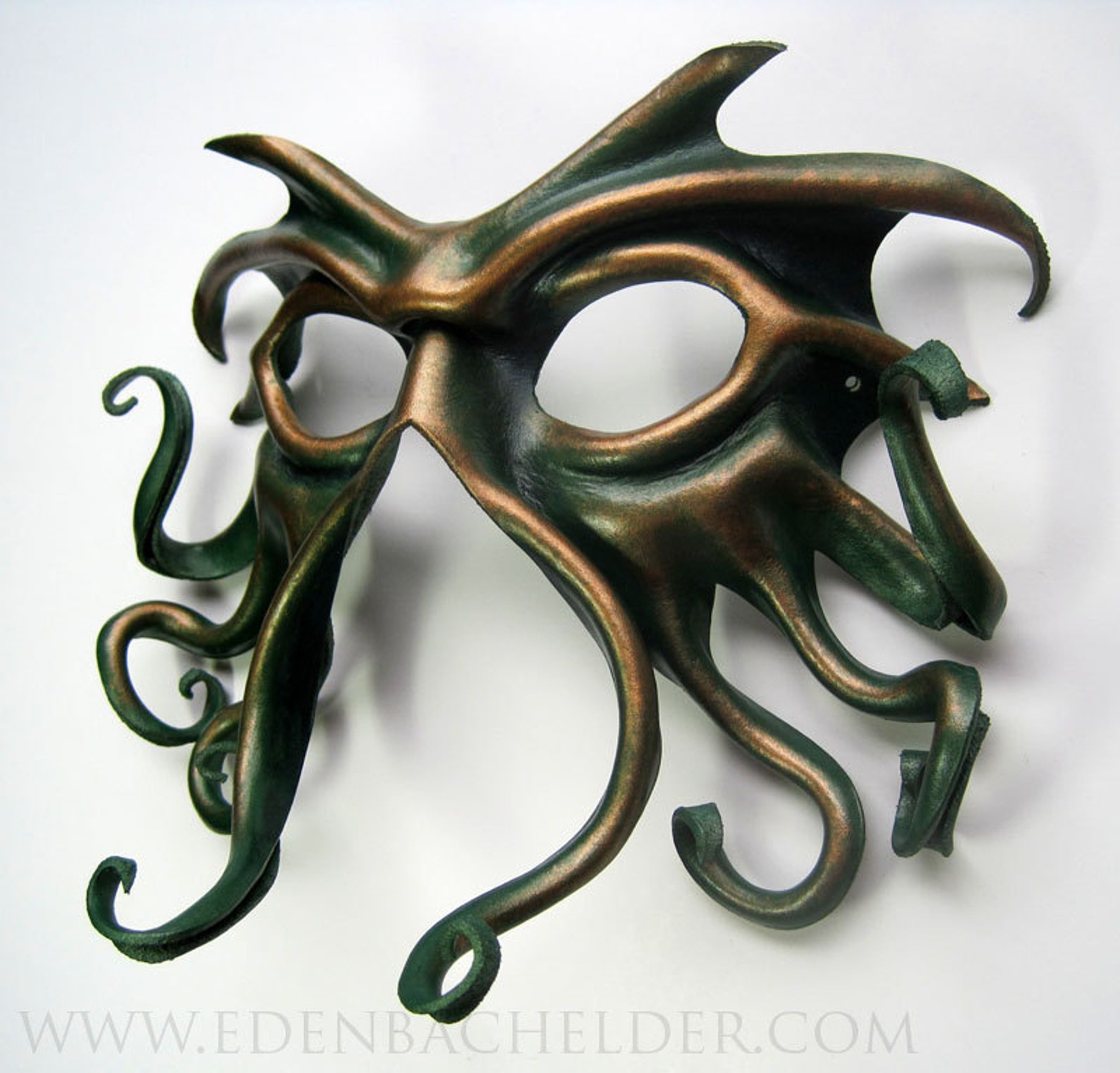 Cthulhu Leather Mask Hand-painted in Green and Antique Gold - Etsy