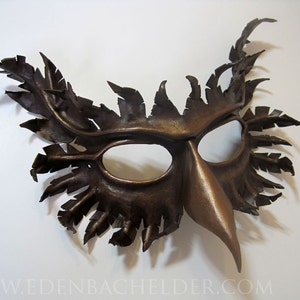 Griffin Leather Mask, Hand-painted in Chocolate Brown and Bronze ...