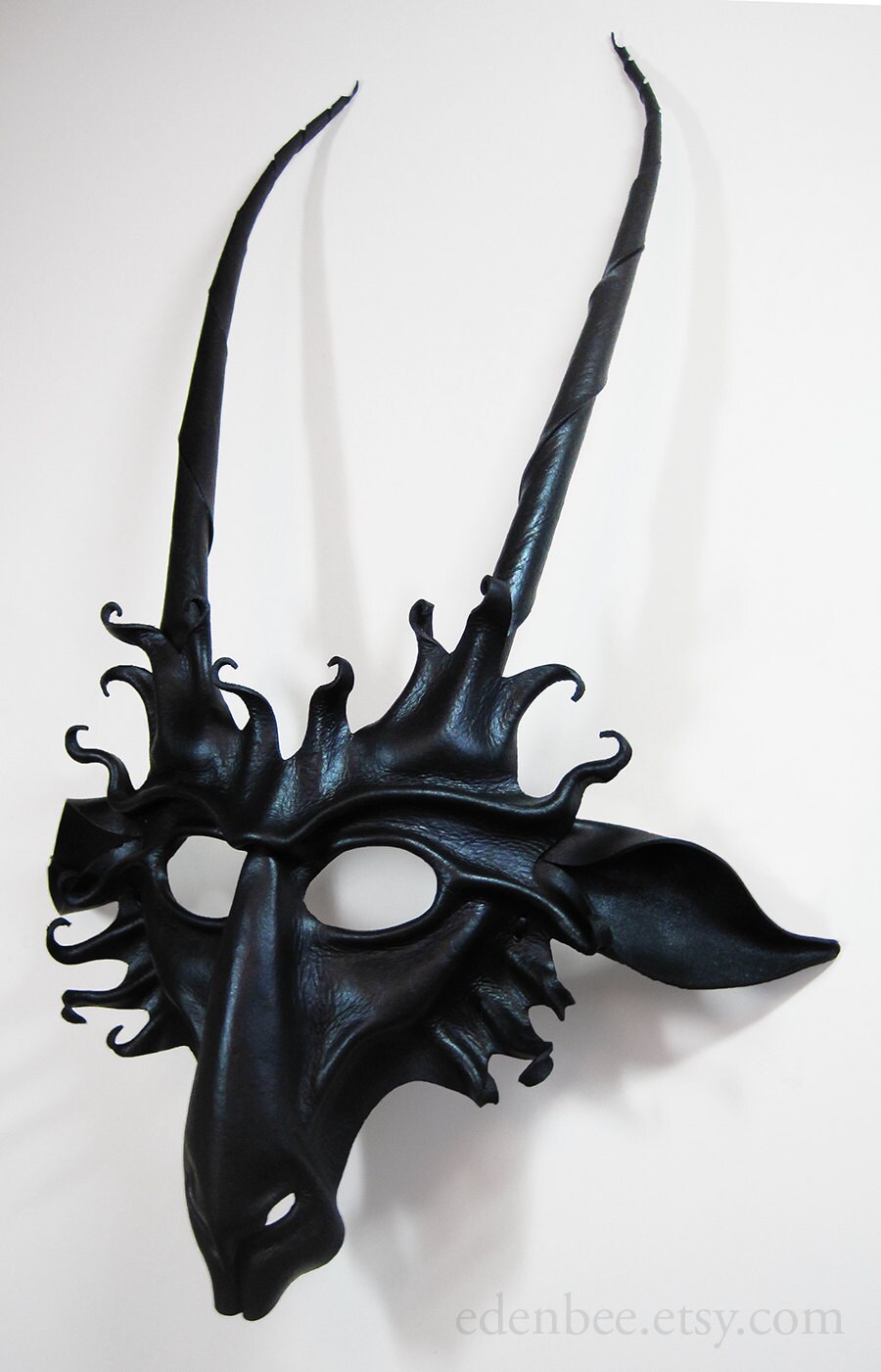 Goat Leather Mask in Semi-gloss Black Pan Faun Baphomet - Etsy