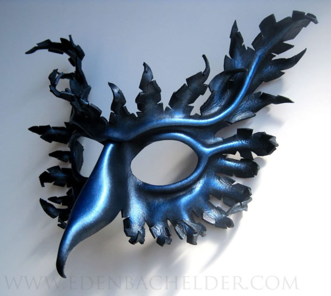 Griffin Leather Mask Hand-painted in Midnight and Metallic - Etsy