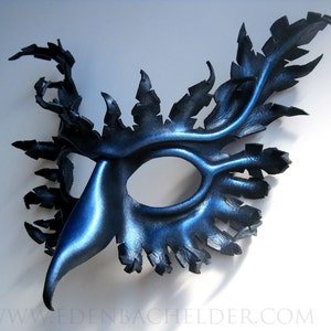 Griffin Leather Mask, Hand-painted in Midnight and Metallic Royal Blue ...
