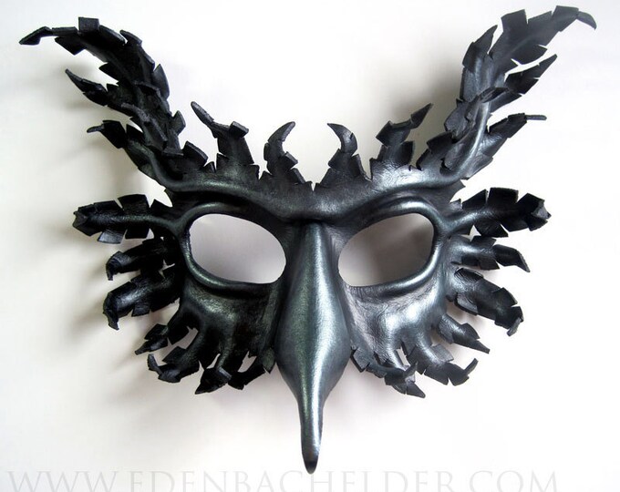 Griffin Leather Mask, Hand-painted in Oxidized Iron and Pewter Finish ...