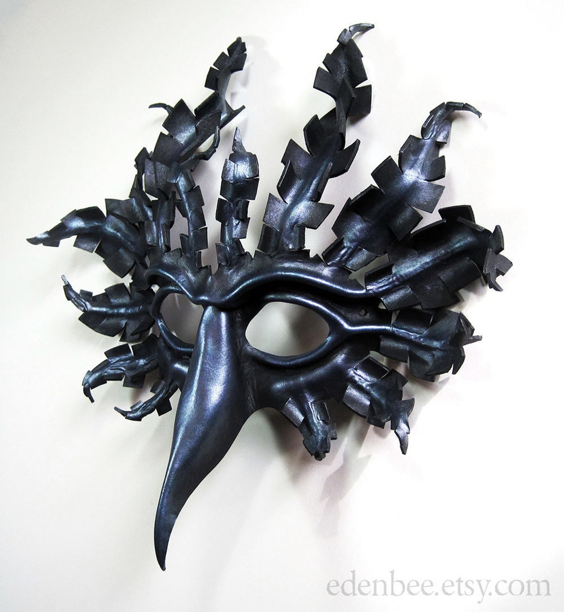Large Fantasy Raven mask hand-shaped leather in black with | Etsy