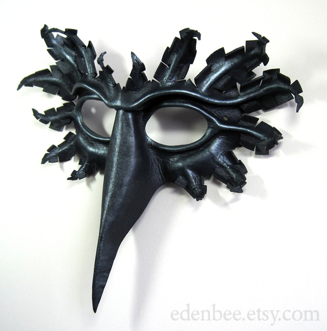 Raven Mask Hand-molded Leather Hand-painted in Black and - Etsy