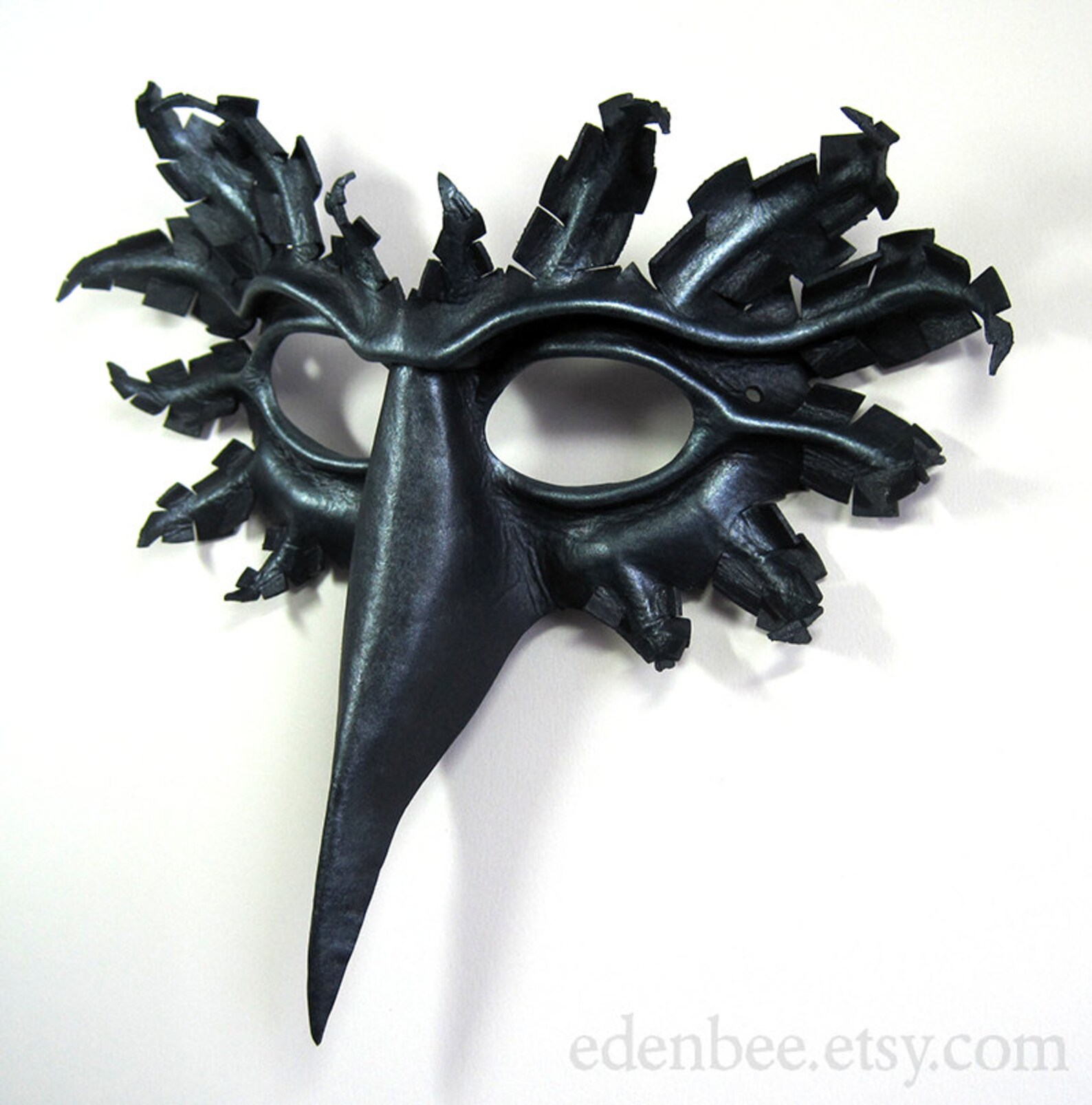 Raven Mask Hand-molded Leather Hand-painted in Black and - Etsy