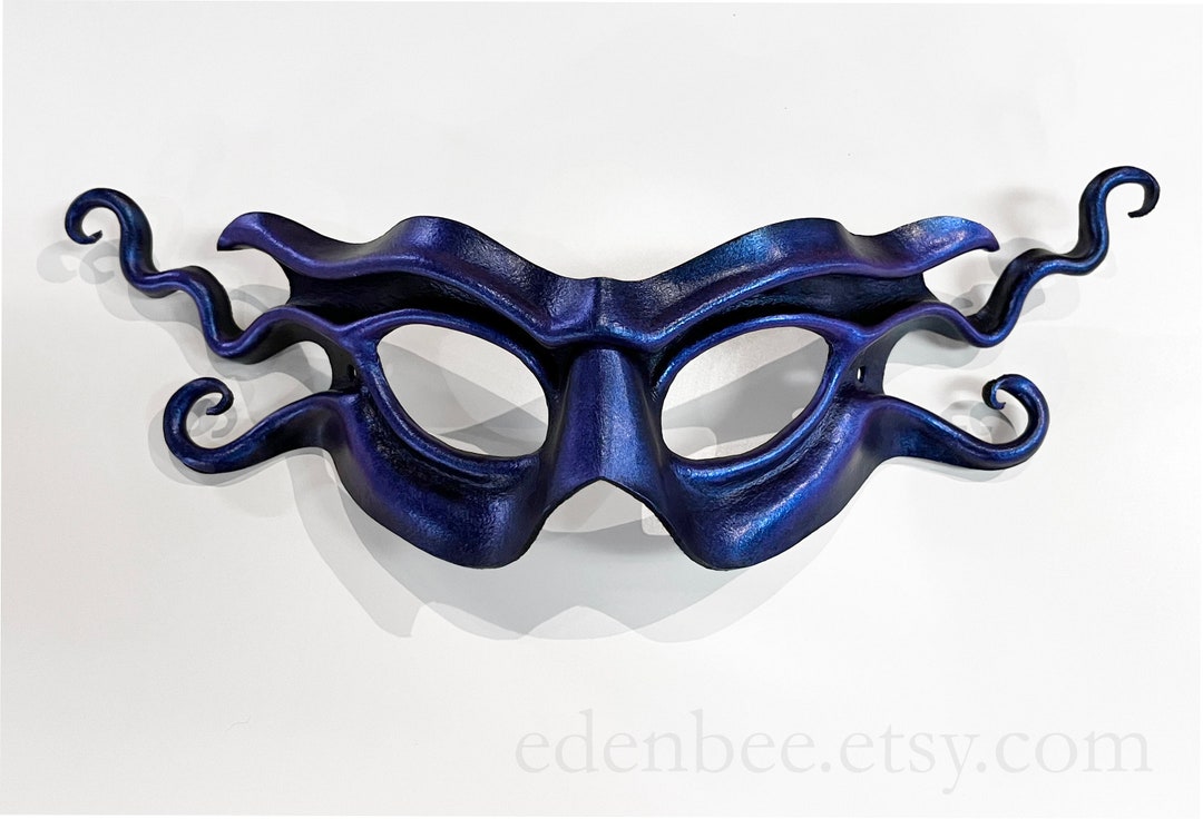 Imp Leather Eye Mask, Black With Translucent Blue / Violet Highlights ...