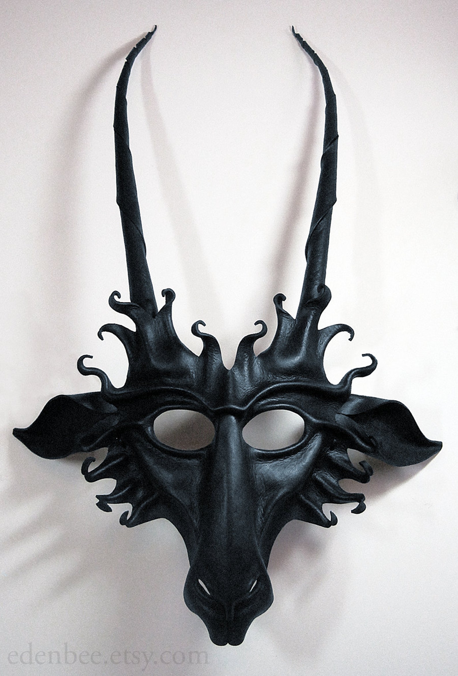 Goat Leather Mask in Semi-gloss Black Pan Faun Baphomet - Etsy