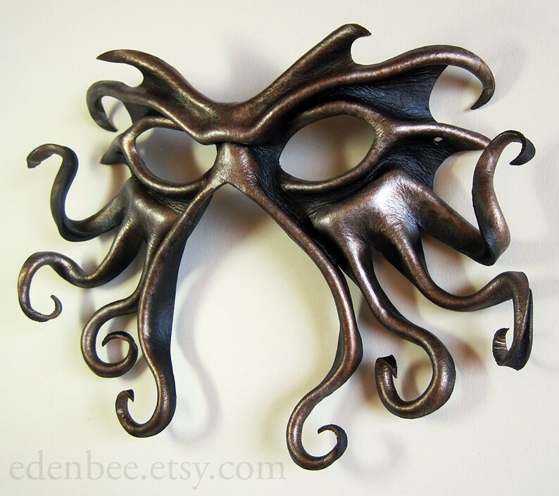 Cthulhu Leather Mask Hand-painted in Black With Metallic - Etsy