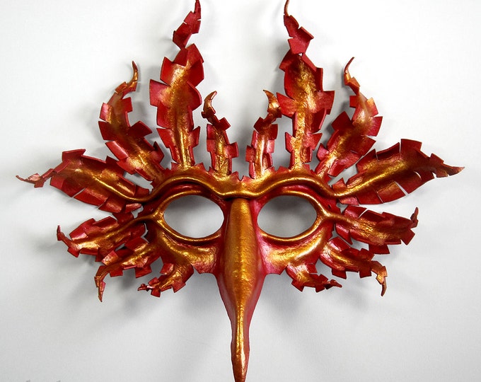 Large Firebird Leather Mask, Hand-molded Leather, Hand-painted in ...