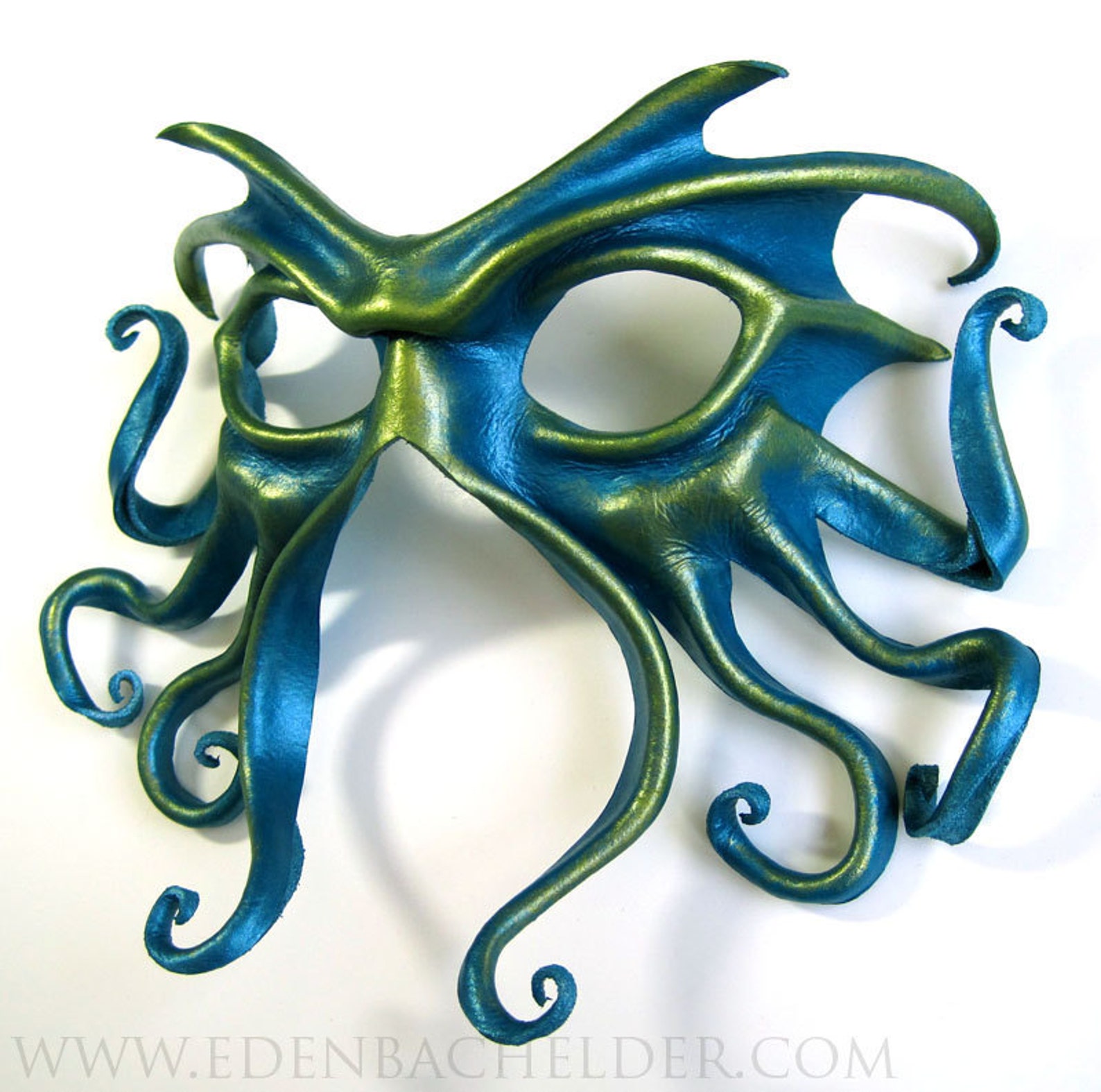 Cthulhu Leather Mask Hand-painted in Metallic Turquoise and - Etsy