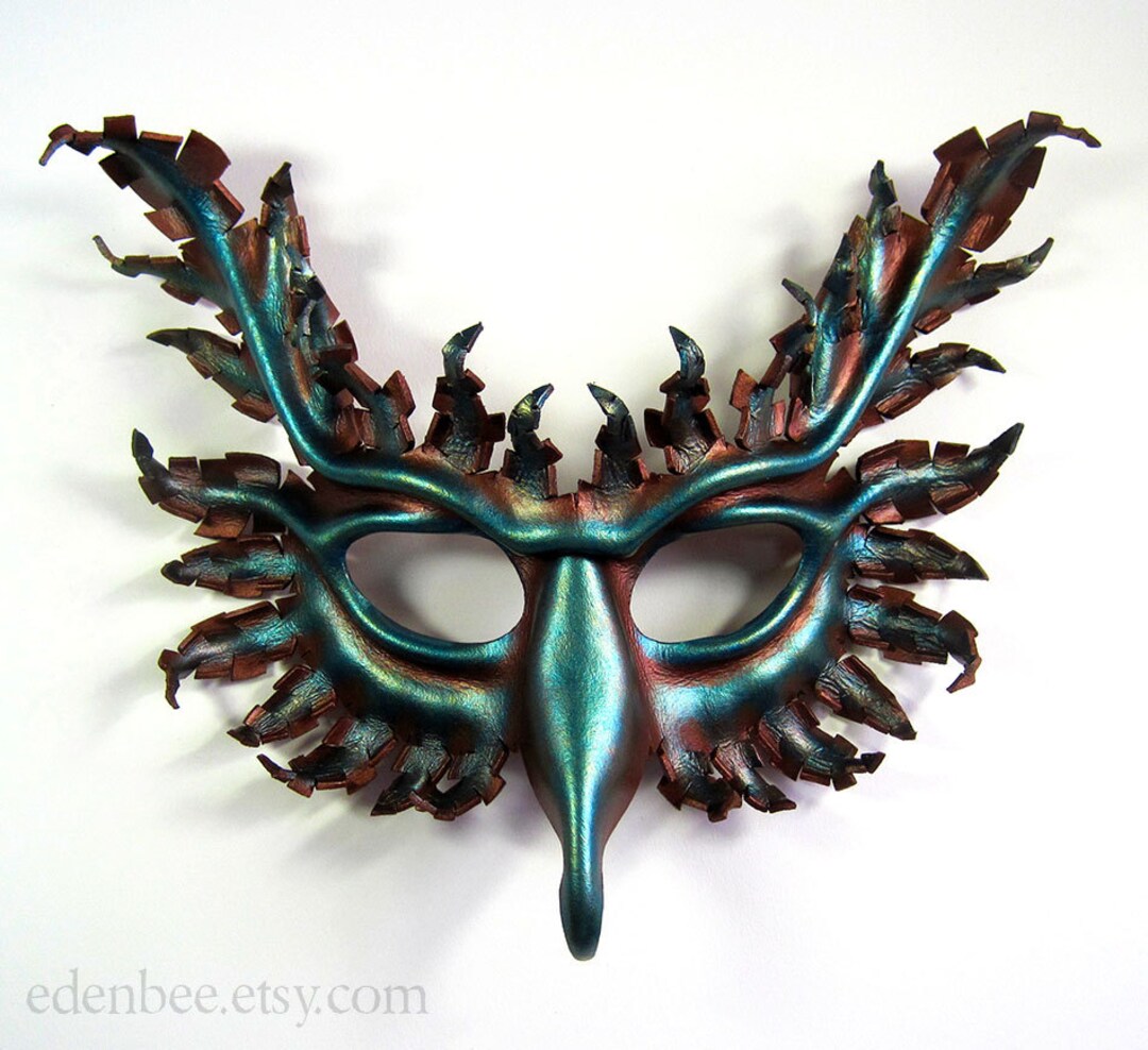 Griffin Leather Mask, Hand-painted in Antique Copper and Oxidized ...