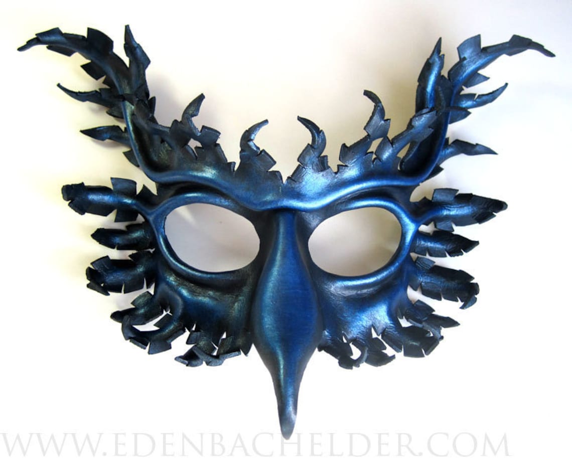Griffin Leather Mask Hand-painted in Midnight and Metallic - Etsy