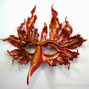 Large Firebird Leather Mask, Hand-molded Leather, Hand-painted in ...