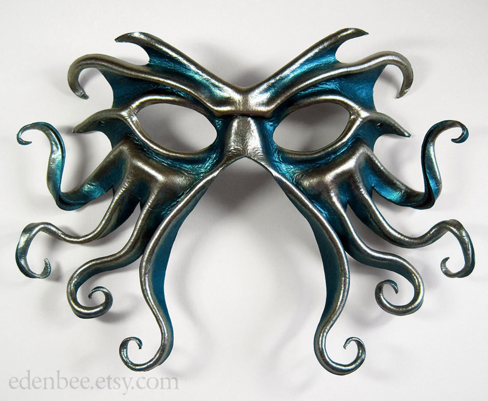 Cthulhu Leather Mask Hand-painted in Metallic Deep Turquoise - Etsy
