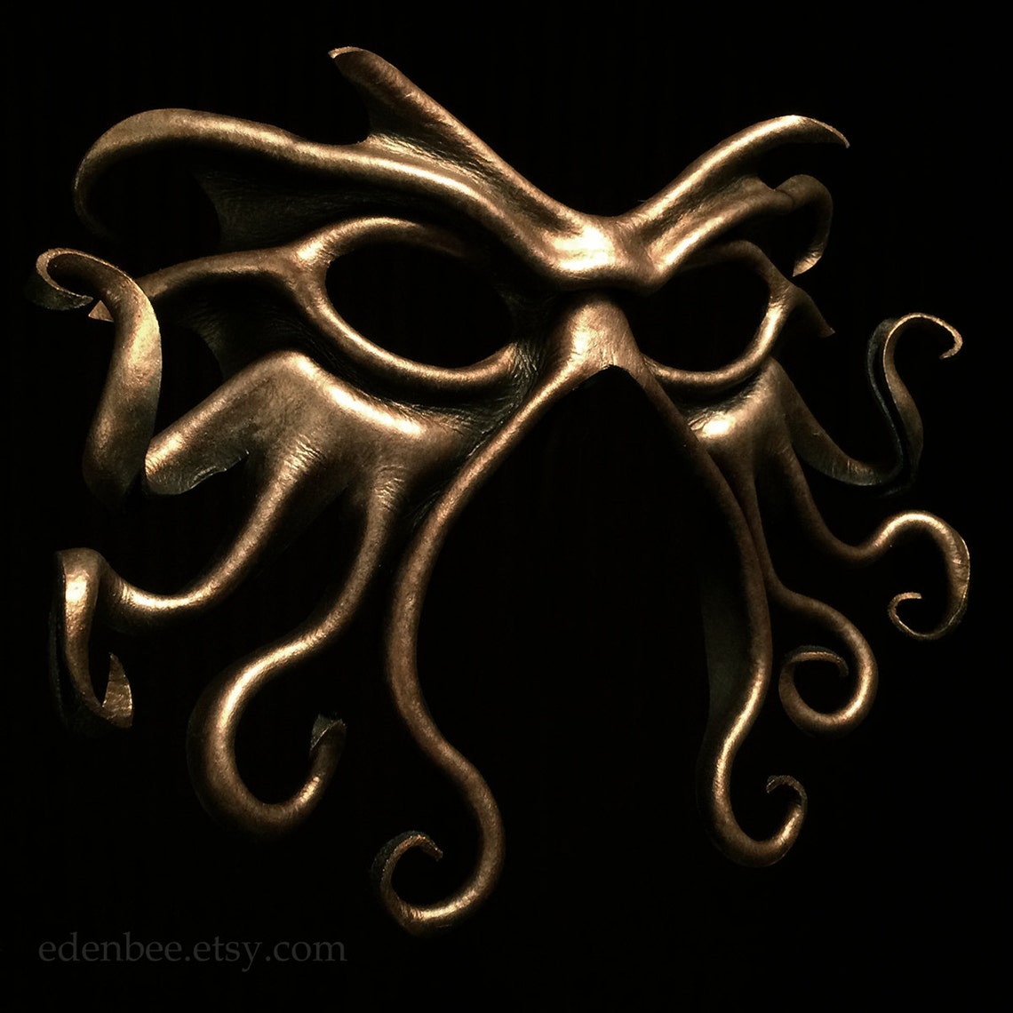 Cthulhu Leather Mask, Hand-painted in Black With Metallic Bronze and ...