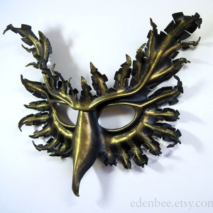 Griffin Leather Mask, Hand-painted in Black and Metallic Light Gold ...