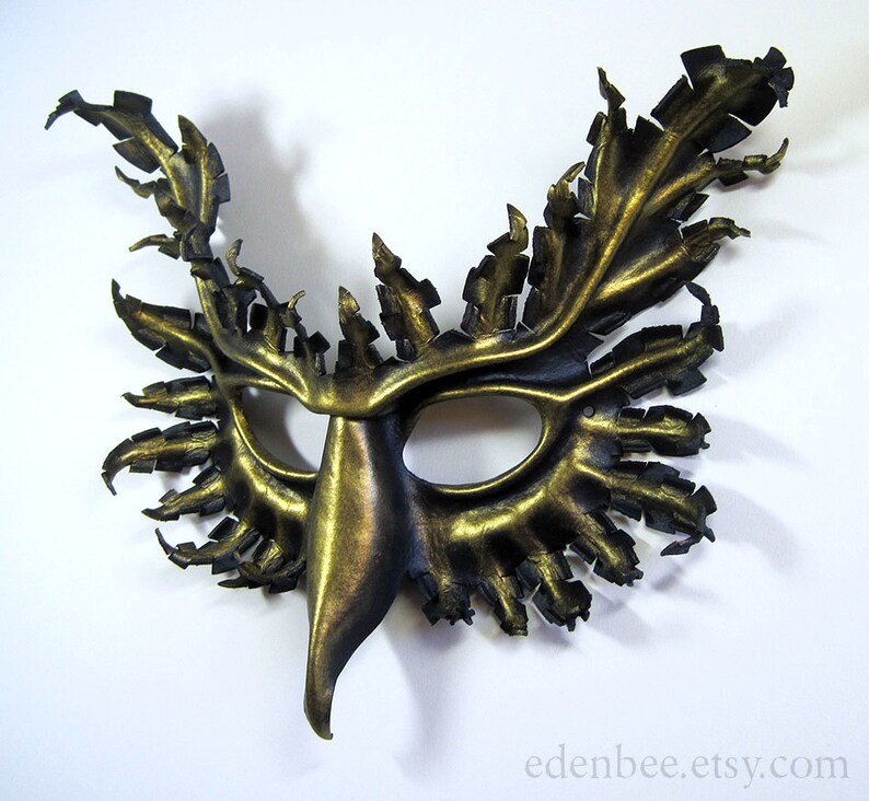 Griffin Leather Mask Hand-painted in Black and Metallic Light - Etsy