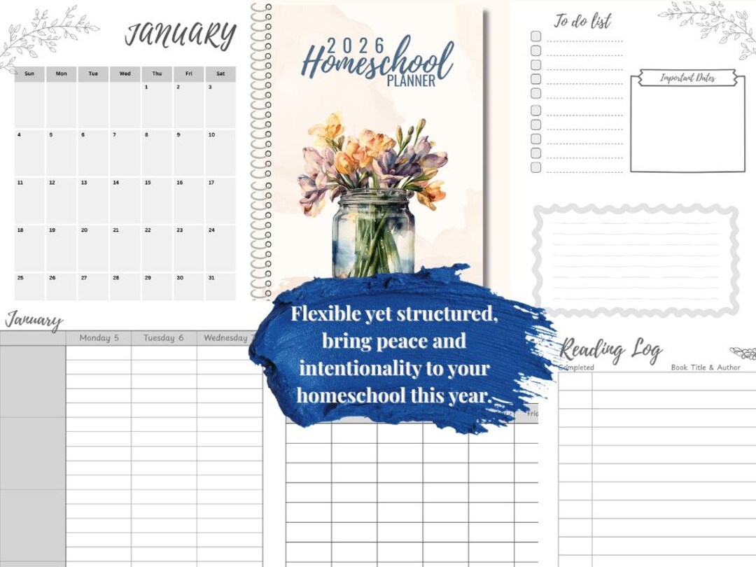 Printed Jan - Dec 2026 Christian Homeschool Planner - Etsy