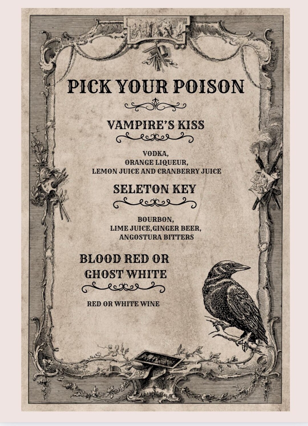 Halloween Bar Menu - Etsy