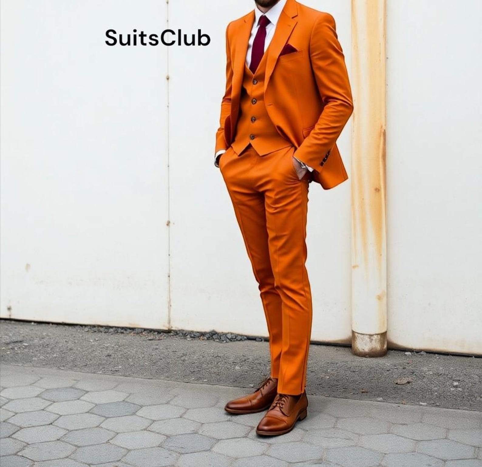 Men Wedding Suit - Men Orange Suit - Rust Orange Suit - Suit for Groom ...
