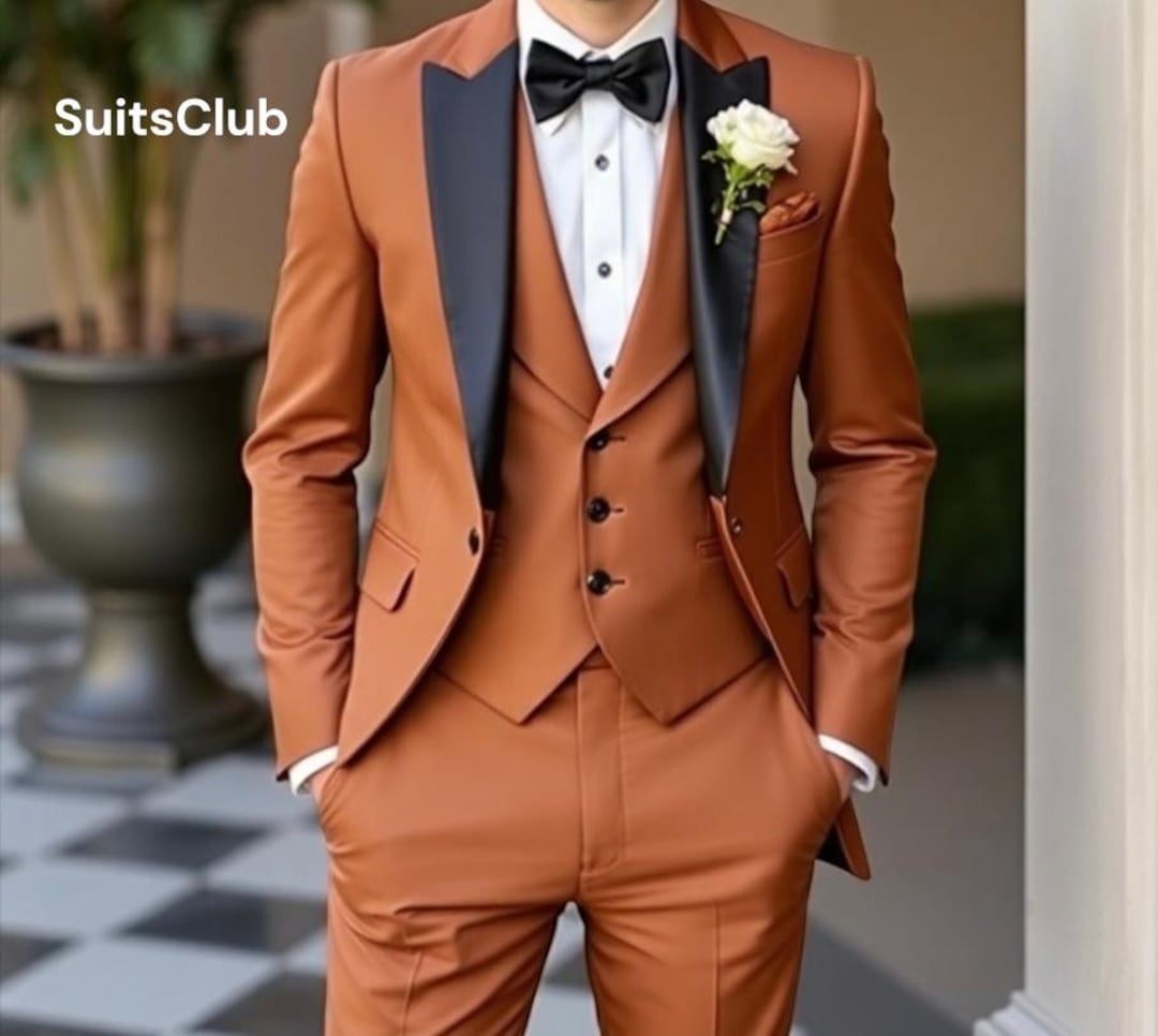 Men Orange Suit - Rust Orange Suit - Suit for Men - Groom Wedding Suit ...