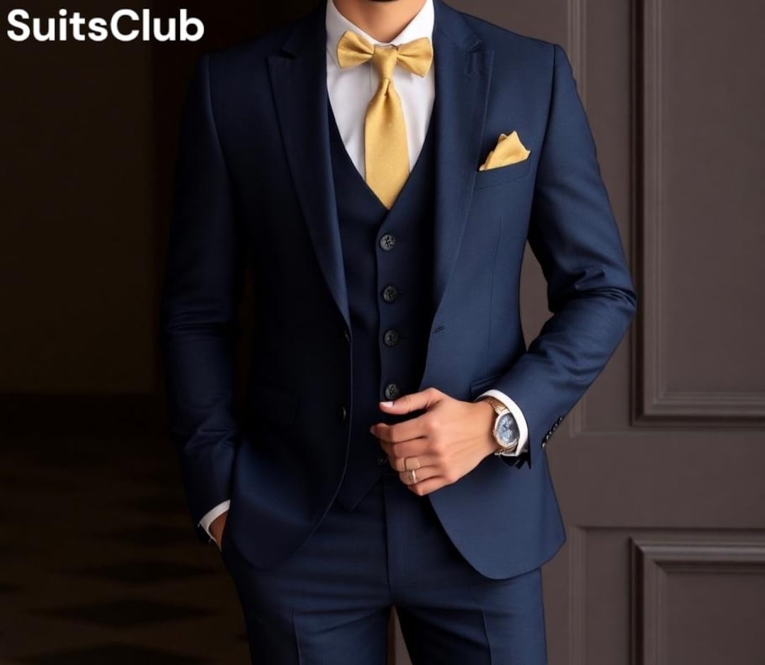 Cocktail Party Suit - Men Blue Suit - Men Wedding Suit - Wedding Wear ...