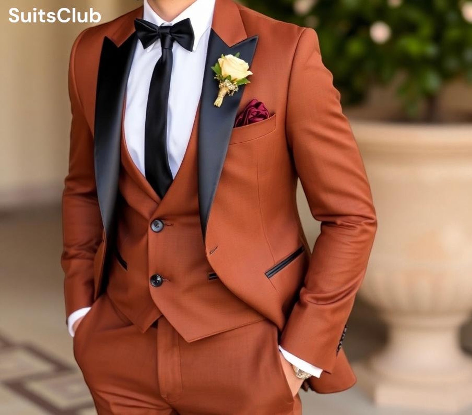Orange Tuxedo Suit - Men Orange Suit - Groom Wedding Wear - Men Wedding ...