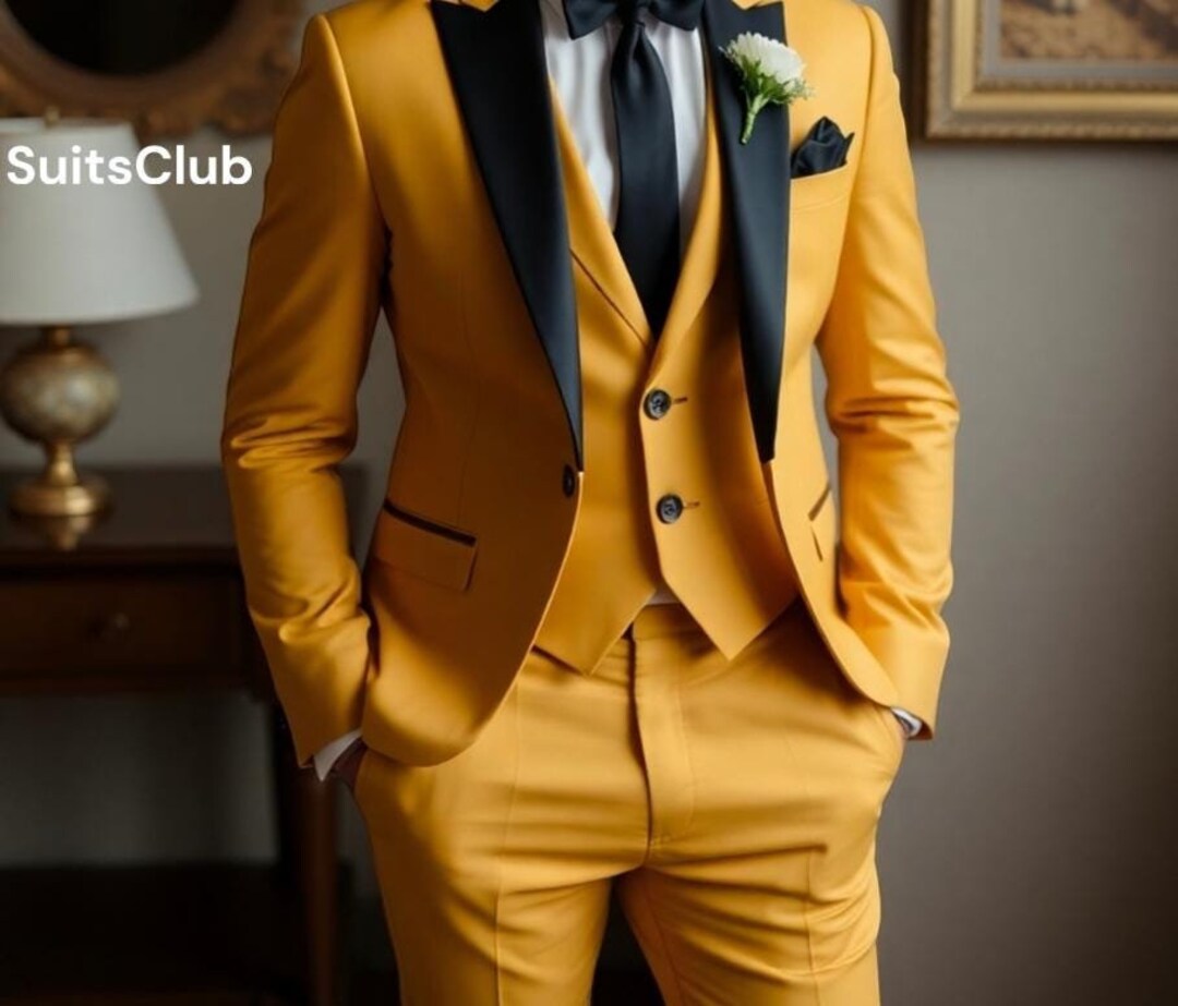 Yellow Tuxedo Suit - Groom Wedding Wear - Party Wear Suit - Suit for ...
