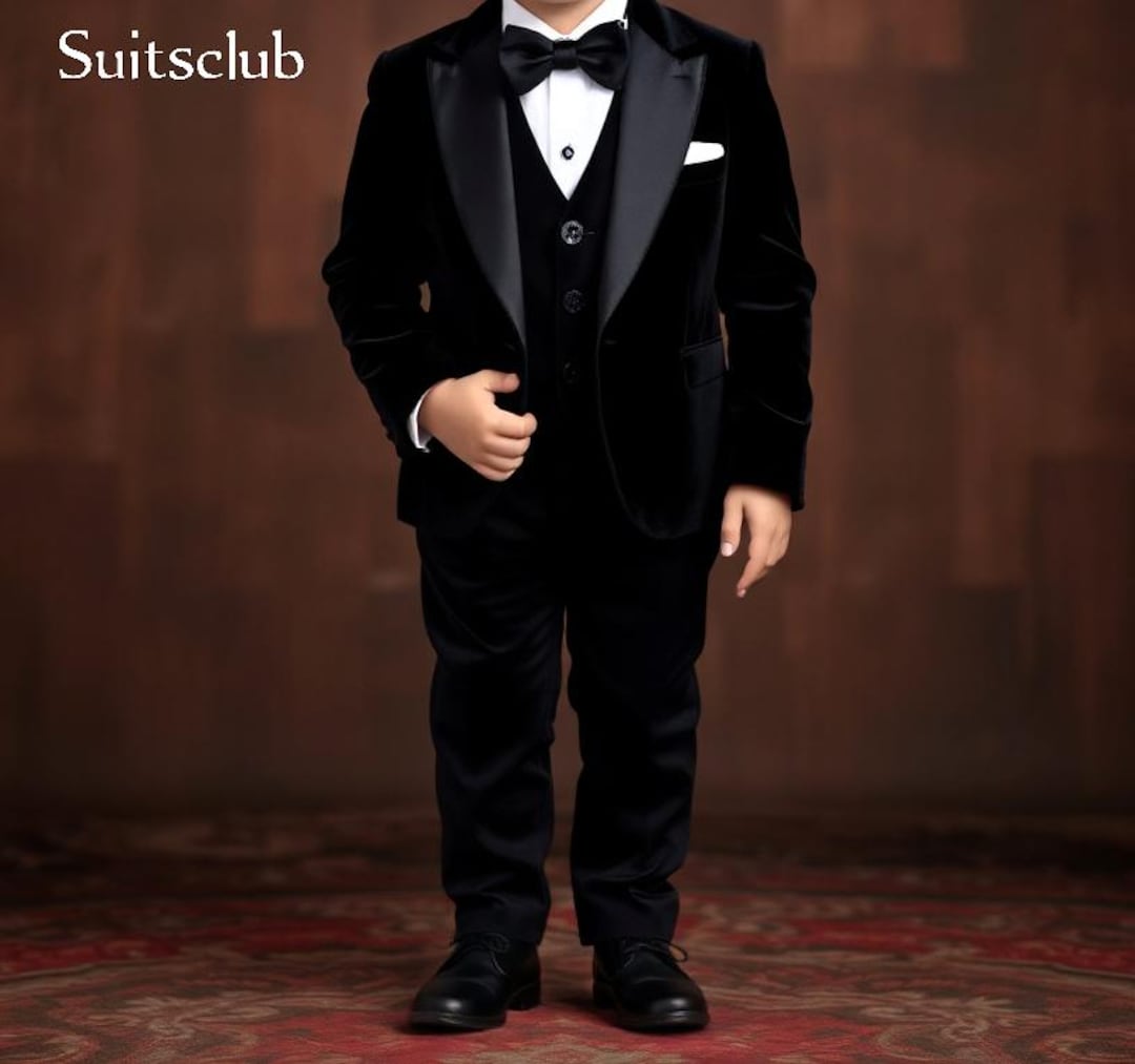 kid-stylish-suit-black-velvet-suit-elegant-black-tuxedo-suit-for