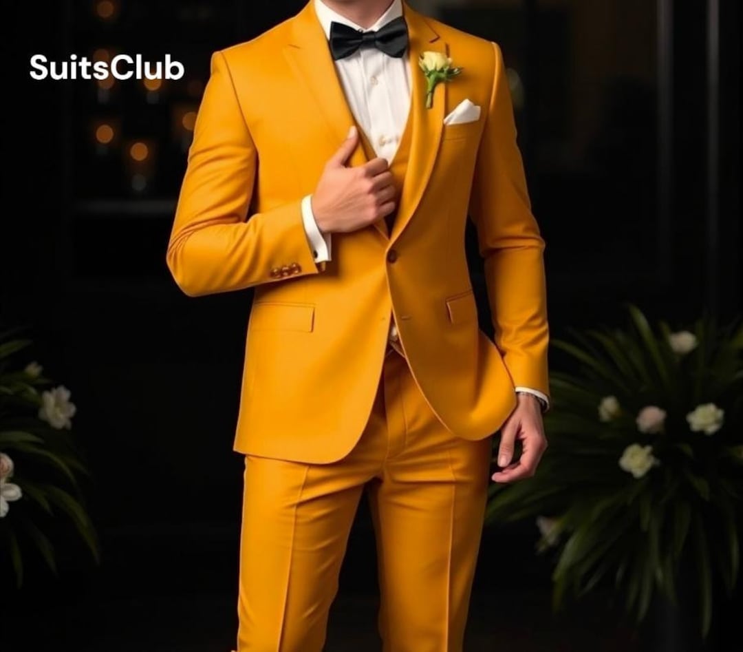 Yellow Tuxedo Suit - Groom Wedding Wear - Men Wedding Suit - Gift for ...