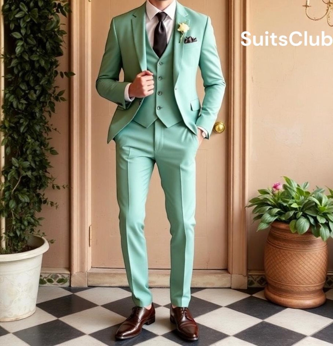 Mint Green Suit - Men Suit - Wedding Wear Suit - Groom Wedding Wear - Tuxedo Suit Men - Three ...
