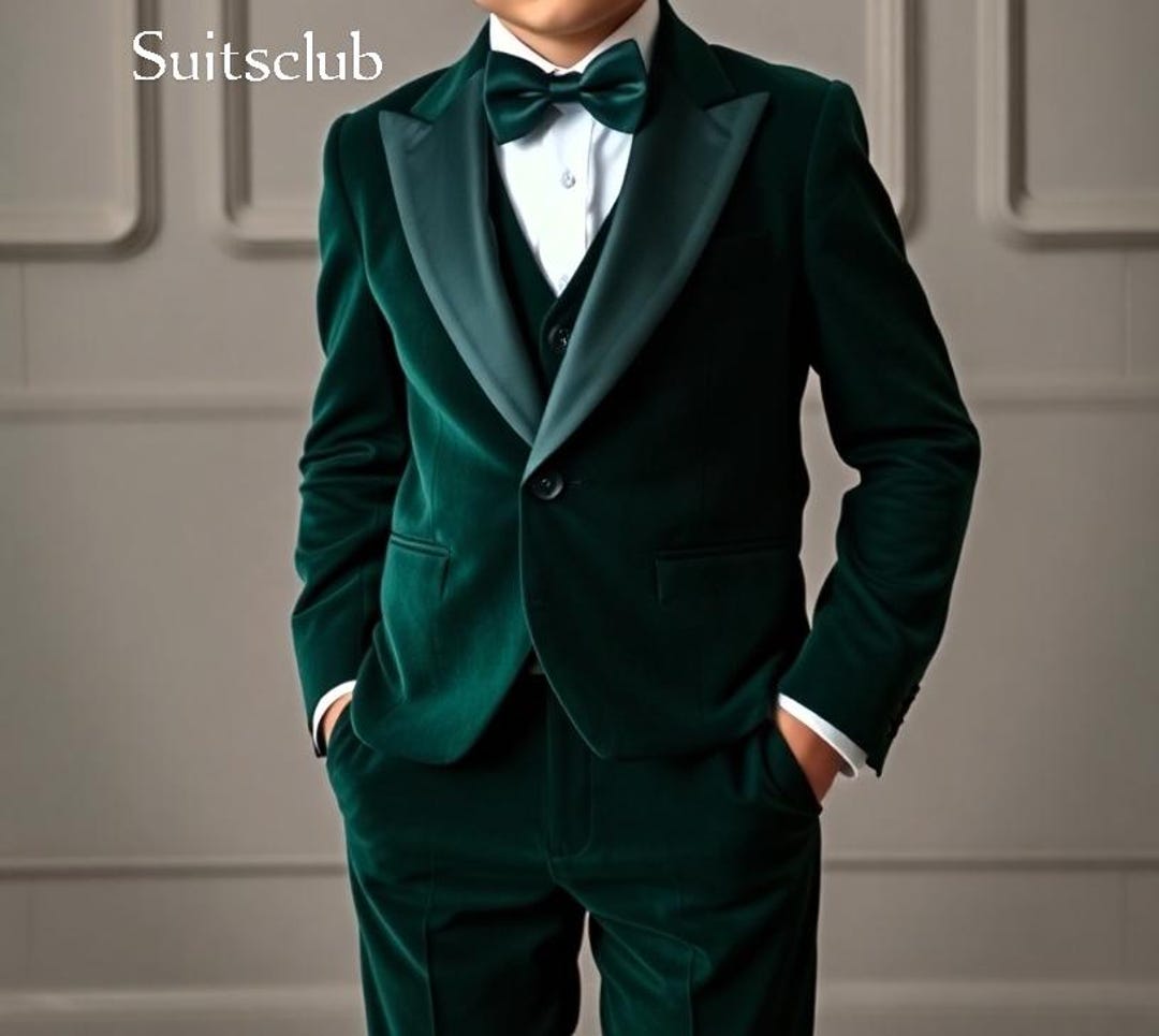 Wedding Wear Suit - Green Velvet Suit - Kid Green Suit - Green Velvet ...