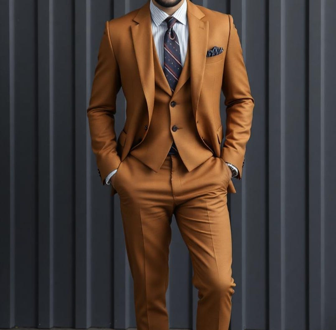 Men Rust Suit - Tanned Orange Suit - Suit for Men - Party Wear Suit ...