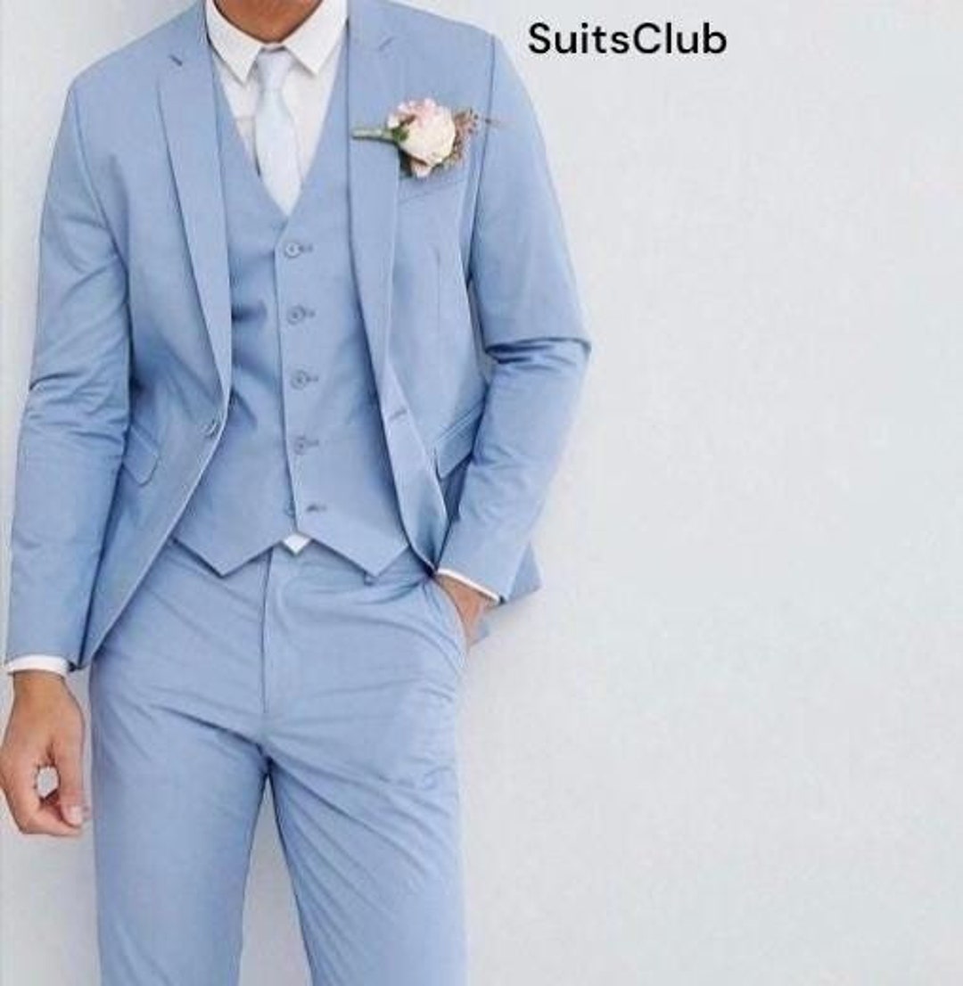 Men Suit Light Blue Suit Bespoke Men Suit Men Wedding Suits Groom ...