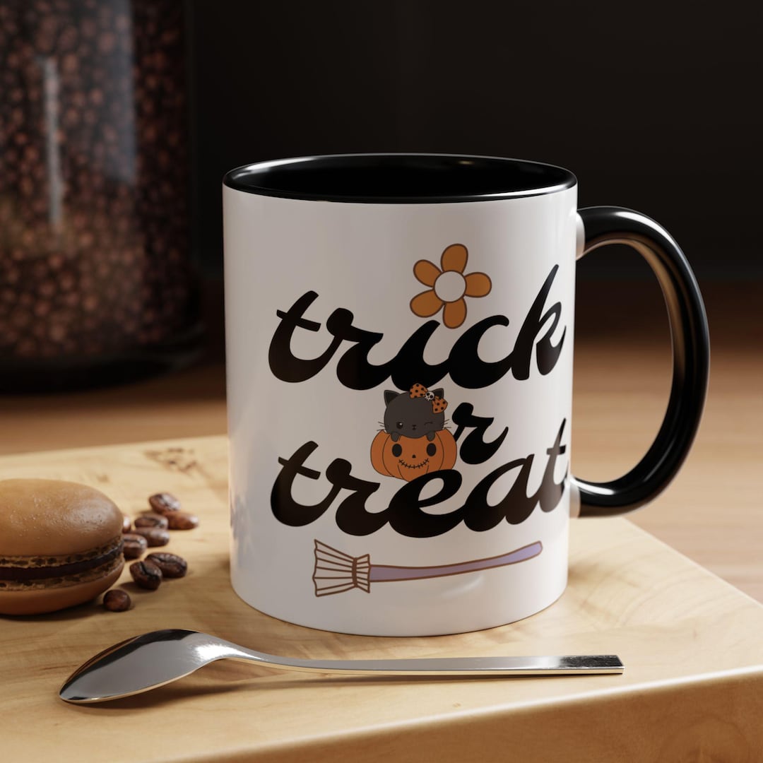 Trick or Treat Cute Halloween Spooky Season Mug Mugs Ceramic Coffee Tea ...
