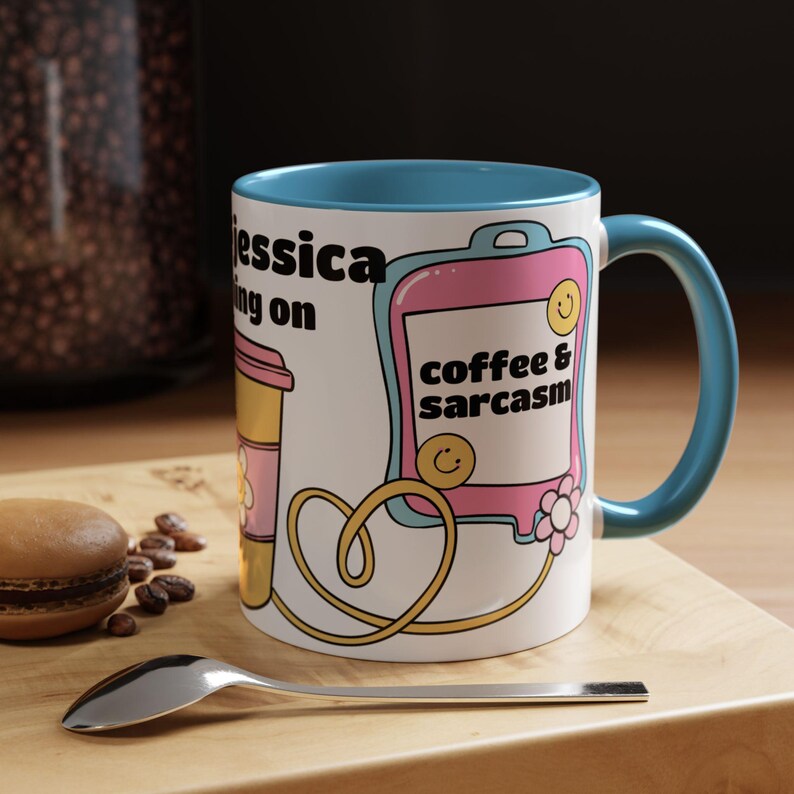 Personalized Nurse Coffee Mug: Running on Coffee and Sarcasm - Etsy