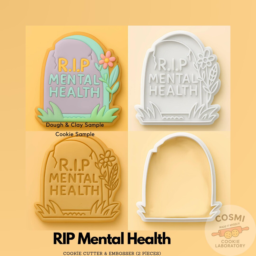 RIP Mental Health Cookie Cutter & Embosser – Tombstone Awareness Cutter ...