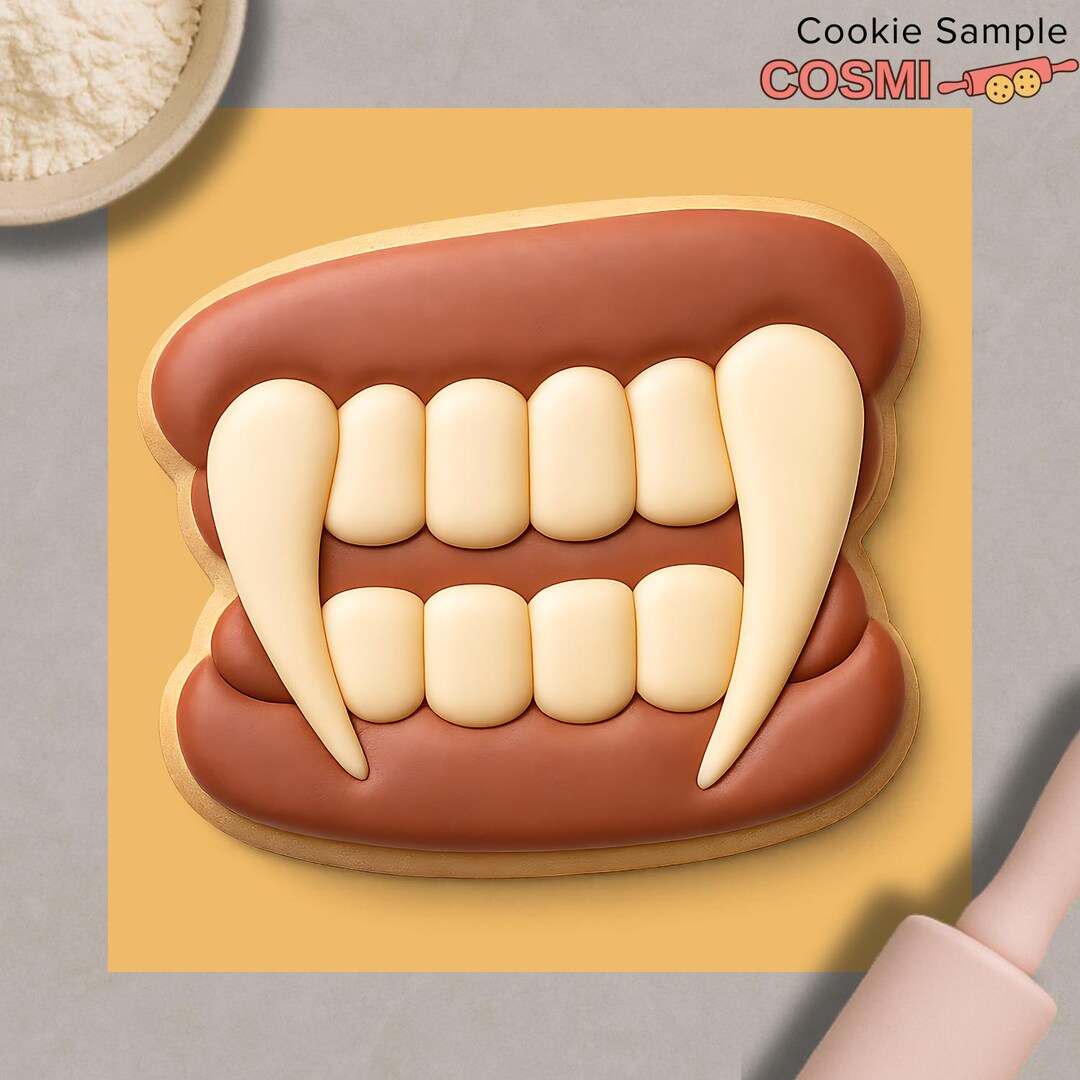 Vampire Fangs Cookie Cutter & Fondant Embosser: Spooky Teeth Halloween ...