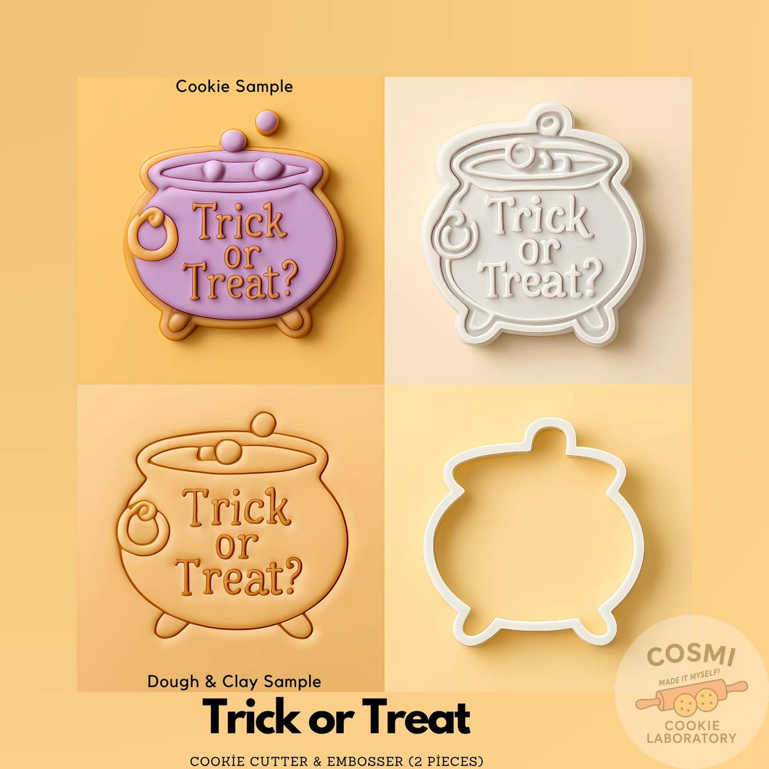 Halloween Cauldron Cookie Cutter & Embosser: Trick or Treat PLA Cutter ...