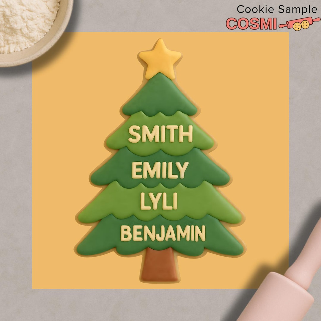 Custom Family Christmas Tree Cookie Cutter – Personalized Name Holiday ...