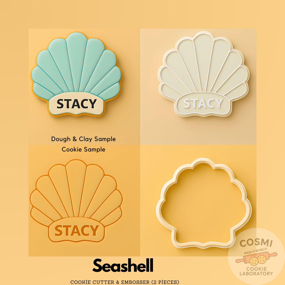 Personalized Seashell Name Cookie Cutter & Embosser – Customizable ...
