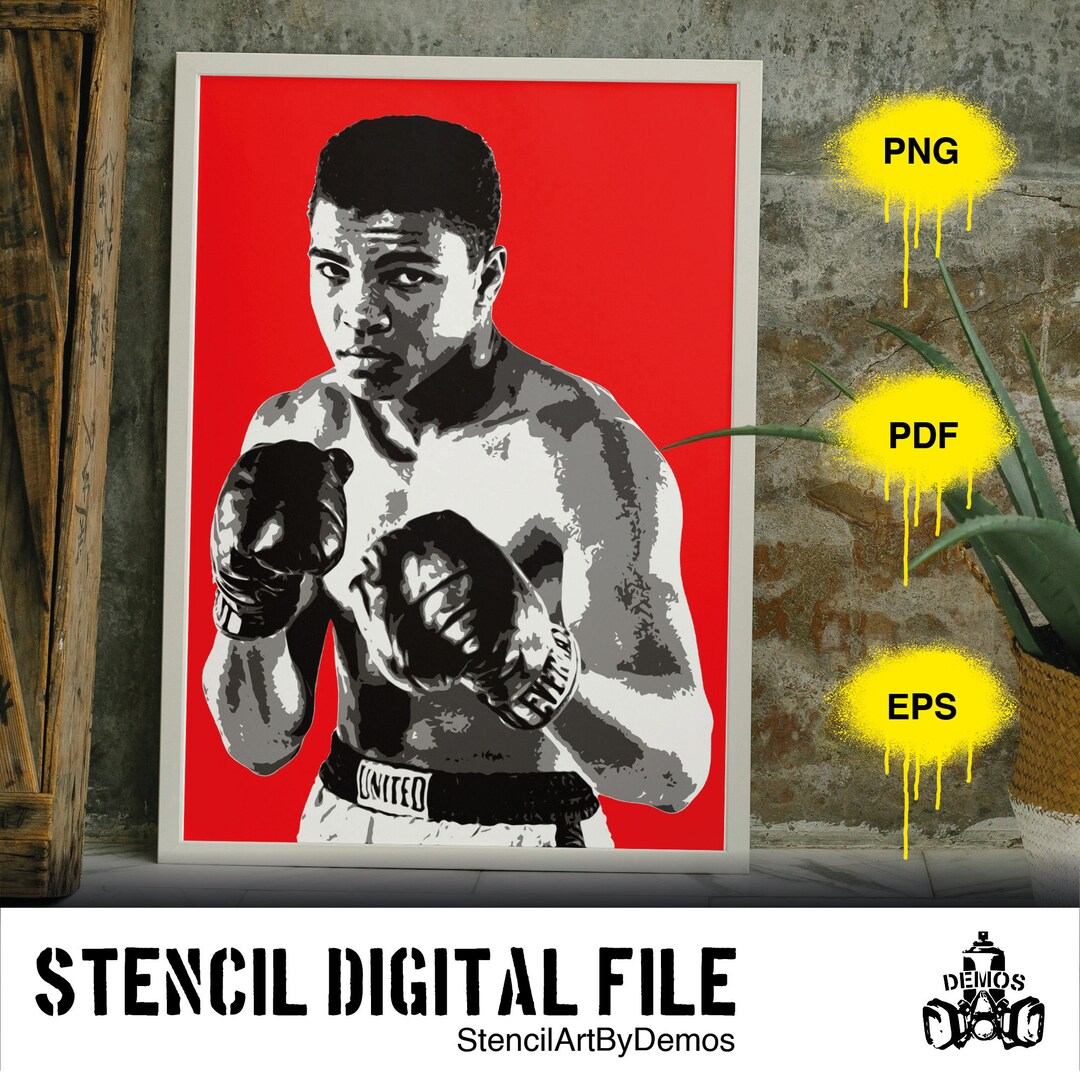Muhammad Ali Multilayer Stencil Design Spray Painting Template Wall ...