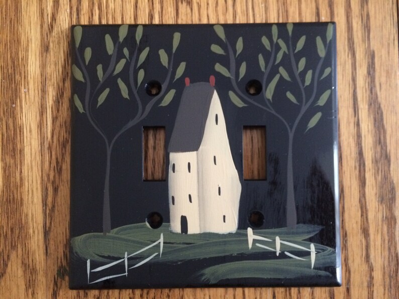 Light Switch Plate Covers Primitive Black with Saltbox and | Etsy