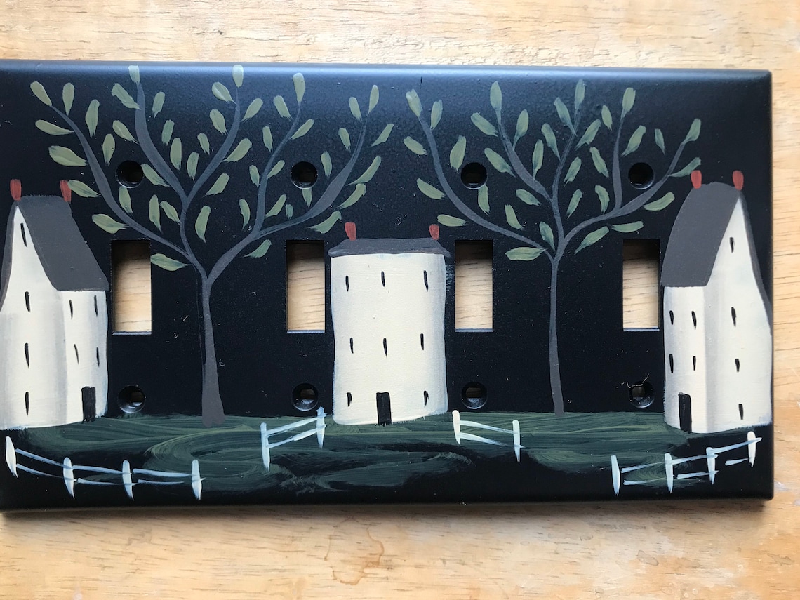 Light Switch Plate Covers Primitive Black With Saltbox and - Etsy