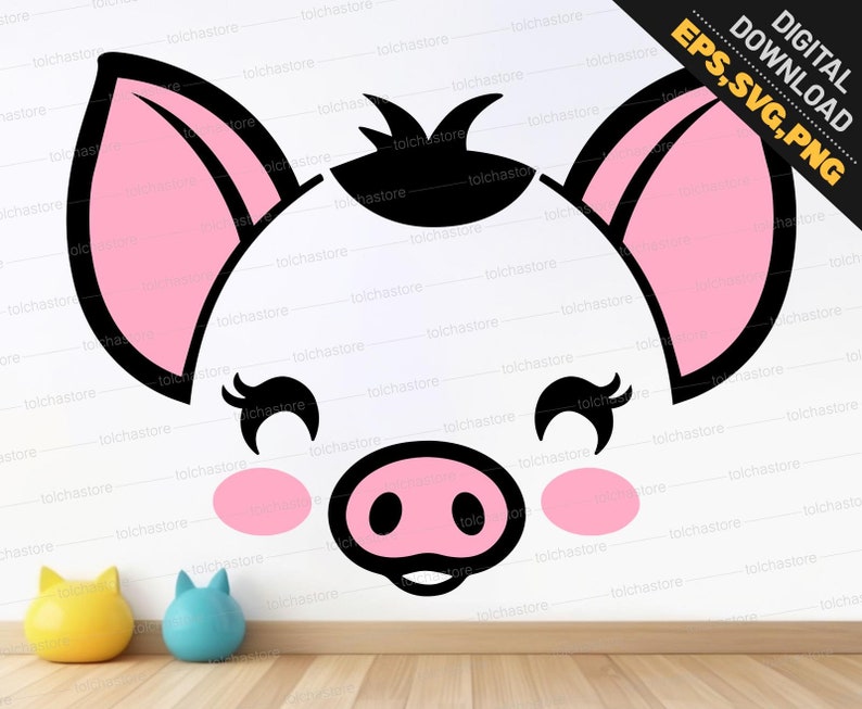 Pig Face Svg, Clipart, Vector, Eps, Svg, Png, for Tshirt Sweatshirt ...