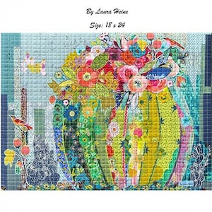 Collage Pattern Cactus Queen by Laura Heine - Etsy