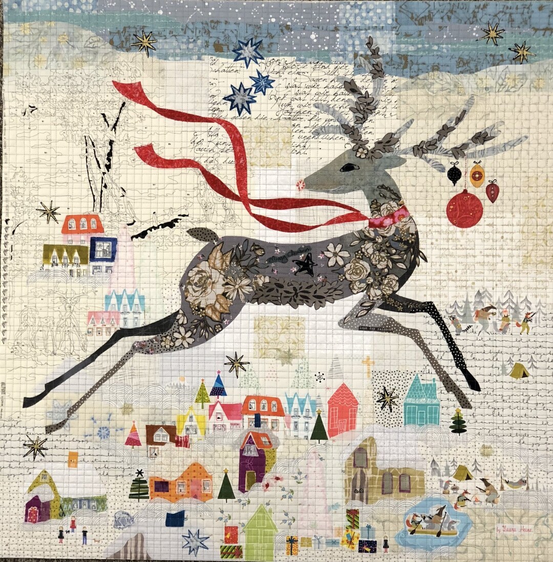 Quilt Pattern Peppermint Reindeer Collage by Laura Heine - Etsy