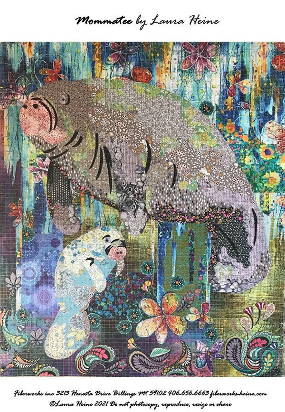 Quilt Pattern Manatee Collage by Laura Heine - Etsy