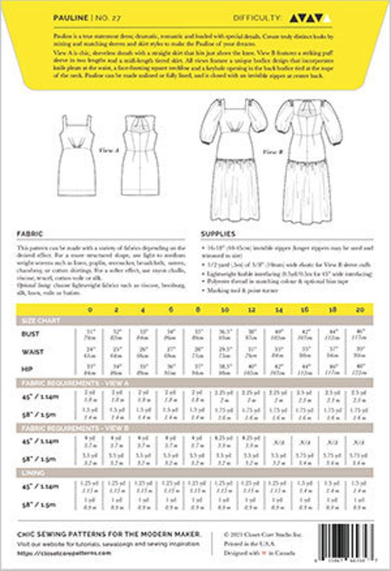 Closet Core Pattern Pauline Dress Paper Pattern - Etsy